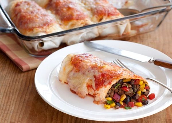 Recette de burritos gratinés au boeuf et haricots noirs