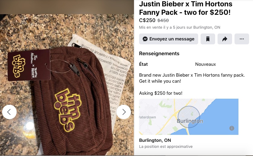 Justin Bieber x Tim Hortons : les items Timbiebs revendus à un prix ...