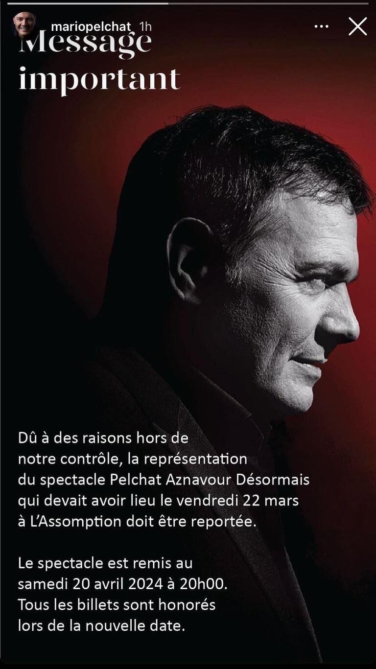 Mauvaise nouvelle pour les fans de Mario Pelchat