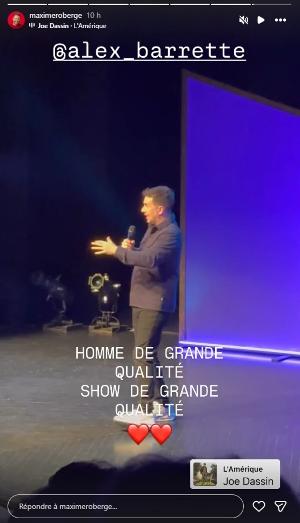Mariana Mazza a un message pour Alexandre Barrette