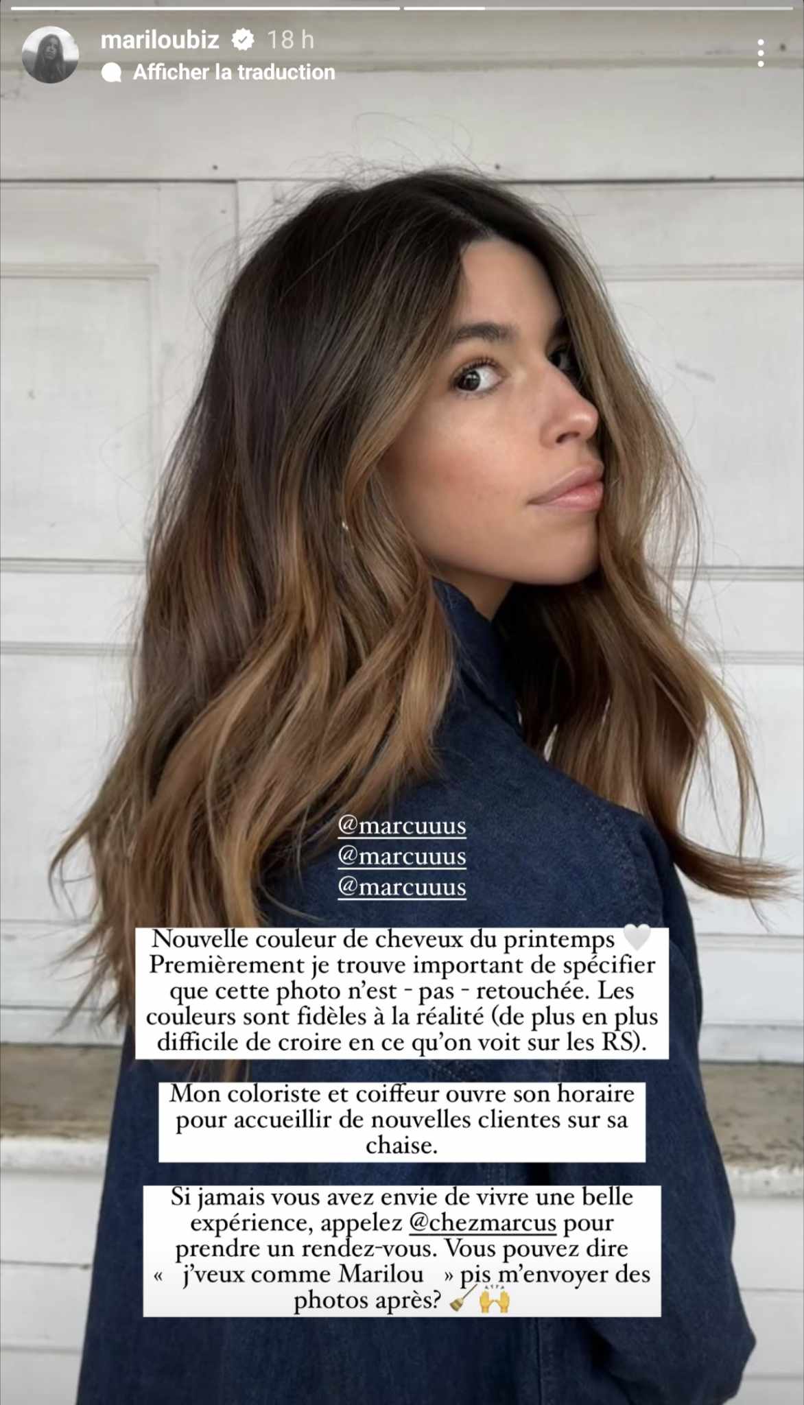 Marilou dévoile sa nouvelle tête pour le printemps