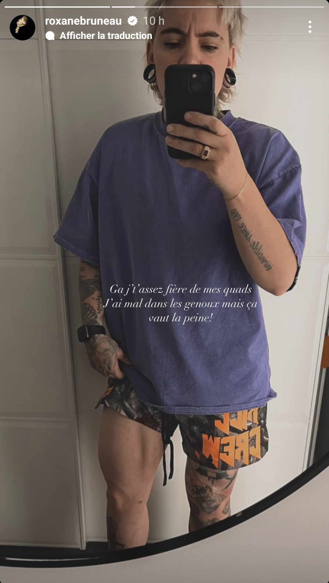 Roxane Bruneau a travaillé fort au gym et montre ses muscles